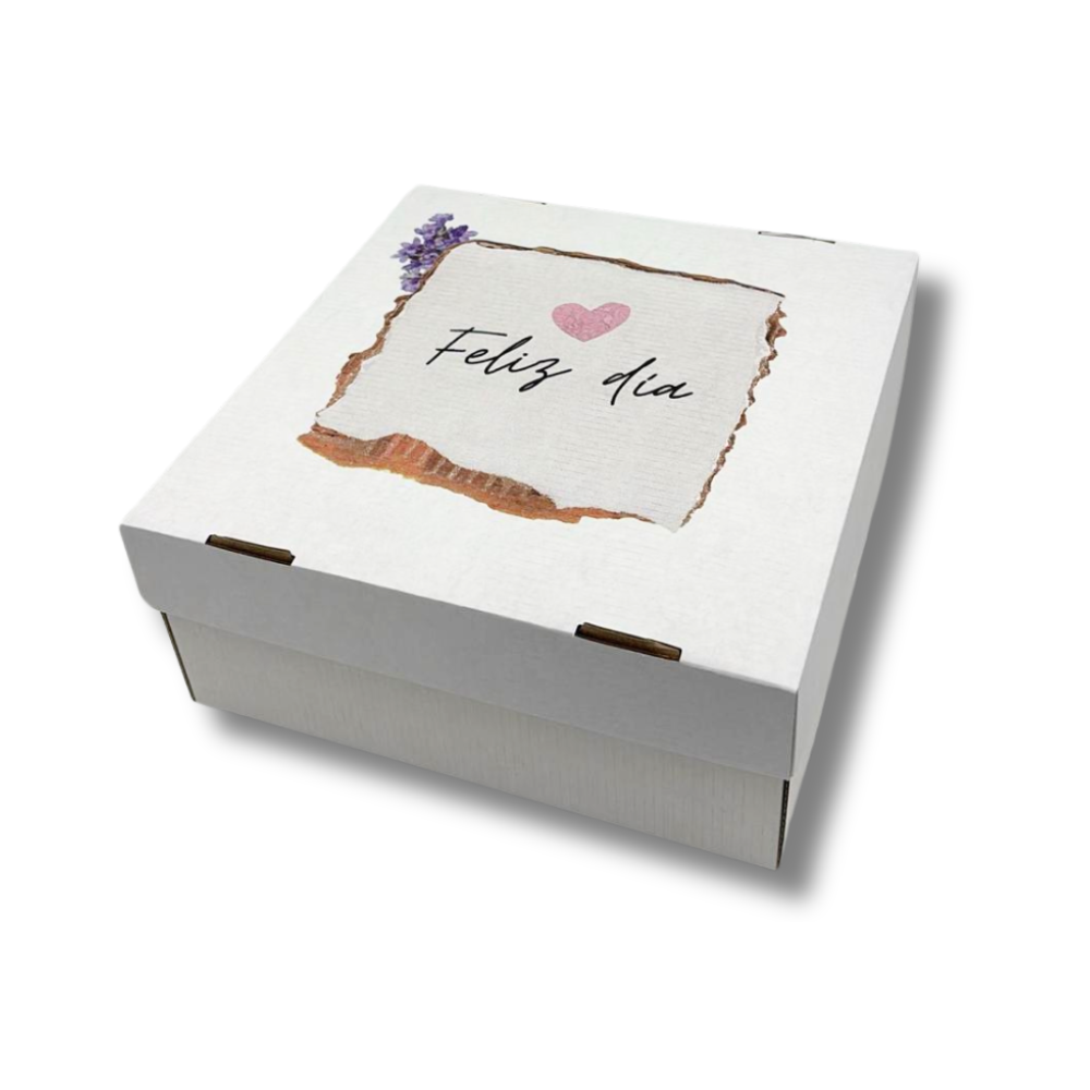 Caja plus FELIZ DIA blanca - 2 medidas - Pack x10 – todoplas.uy